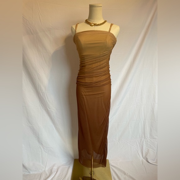 Commense | Dresses | Commense Ombre Mesh Zippered Long Dress | Poshmark